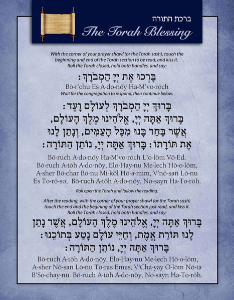 Laminated Guide: Torah Blessings - Jewish Learning Group