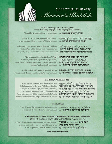 Laminated Guide: Mourner's Kaddish - Jewish Learning Group